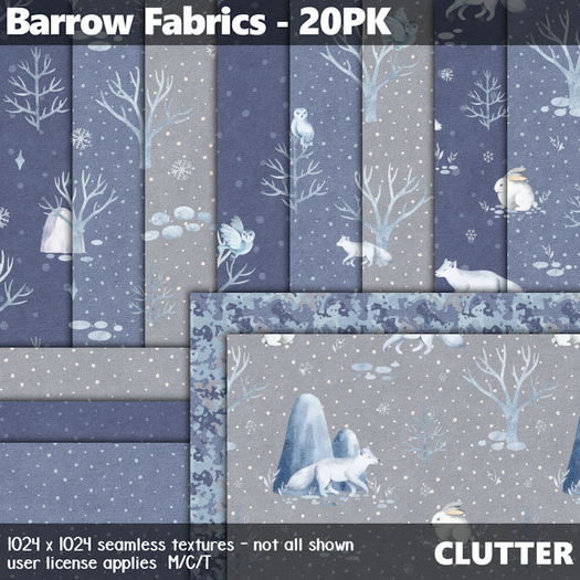 Second Life Marketplace - Clutter - Barrow Fabrics - 20PK